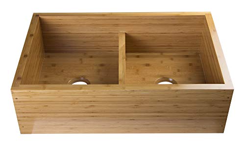 ALFI brand AB3321 33-Inch Double Bowl Bamboo Kitchen Farm Sink