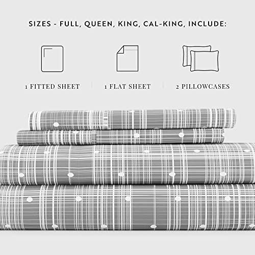 ienjoy Home 4 Piece Polkadot Patterned Home Collection Premium Ultra Soft Bed Sheet Set, Queen, Gray