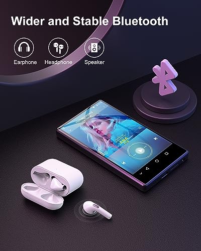 80GB MP3 Player with Bluetooth and WiFi, ZAQE Full Touchscreen Mp4 Mp3 Player with Spotify, Audible, Amazon Music, Android Music Player with Speaker, FM Radio, E-Book, Up to 512 GB