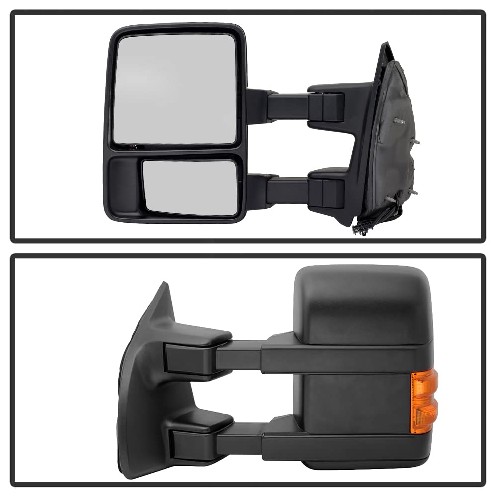 ACANII - Telescoping Manual Non Heat Trailer Towing Mirrors LED Signal Left+Right For 2008-2016 Ford F250~F550 SuperDuty