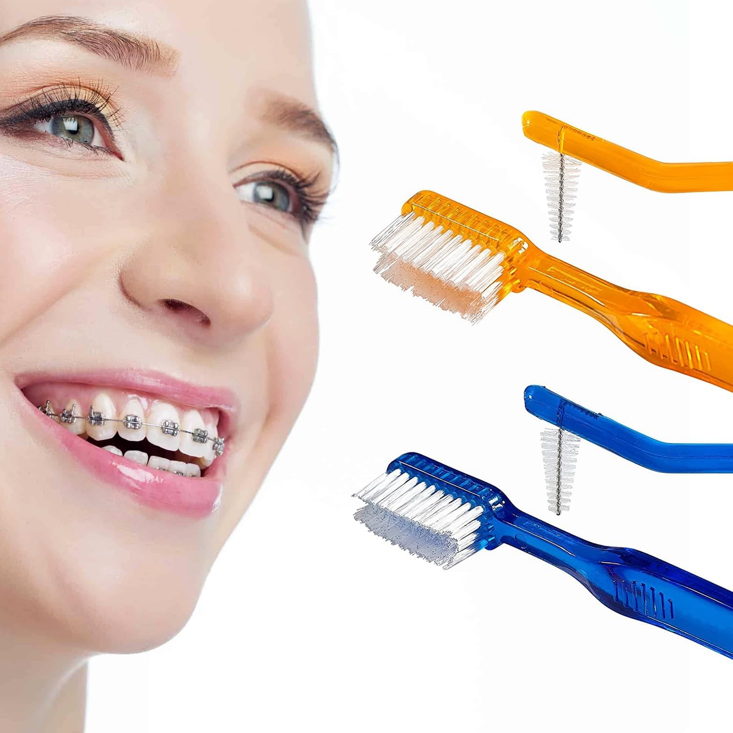 AIM DENTAL SUPPLY Toothbrush for Braces, Soft Head Braces Toothbrush, V Trimmed Design 2-Pack | Quick Orthodontic Cleaning | Deep Clean Braces at Home (Pack of 2)