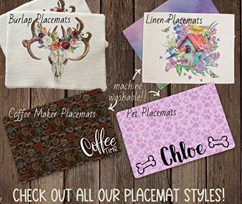 Customized Monogrammed Burlap Placemats - set of TWO 14" x 18" Farmhouse Kitchen Jute Place Mats - Made in the USA (H monogram)