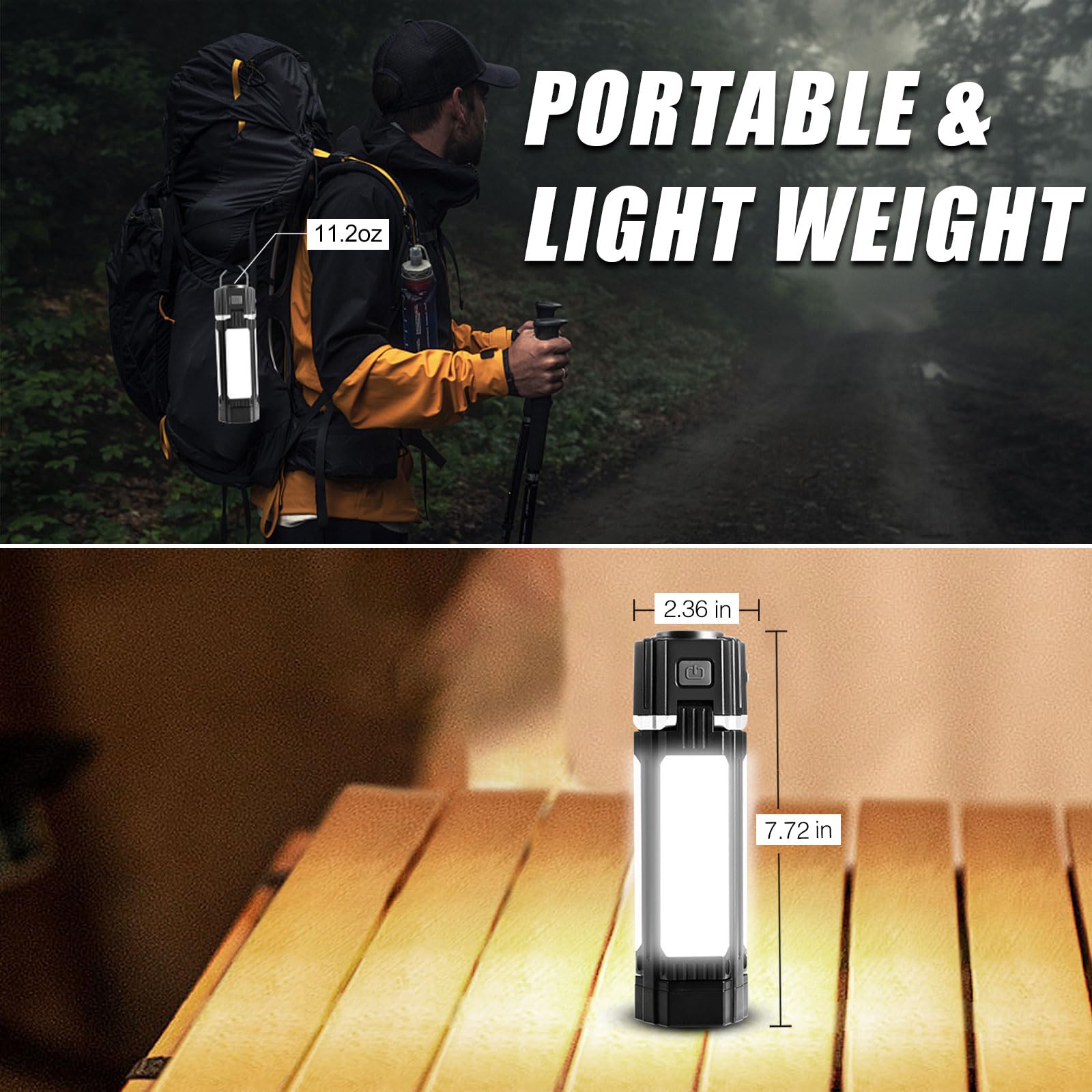B-right LED Camping Lantern: Battery Powered Rechargeable Camping Lights Outdoor - 300LM 5 Brightness Modes Water-Resistant Tent Lights Lamp for Emergency Power Outage Hurricane Home