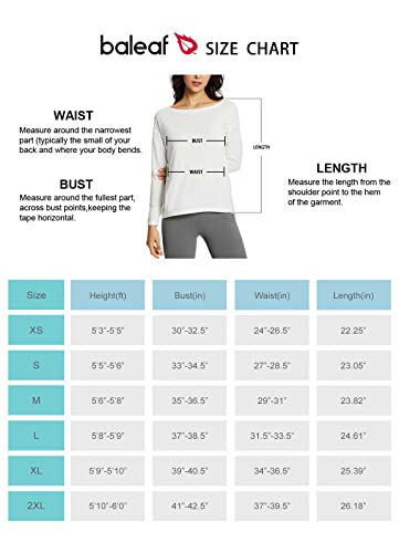 BALEAF Womens Long Sleeve Workout Tops Shirts Loose Fit Quick Dry Athletic Yoga Tee Shirts Lightweight Casual Fall White M