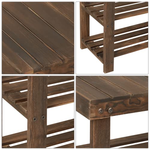 ACEHOME Shoe Rack Bench, 3 Tier Shoe Organizer for Entryway Storage, Big Wooden Shoe Shelf, Freestanding Shoe Racks, Bench Stable Shoe Stand, Brown