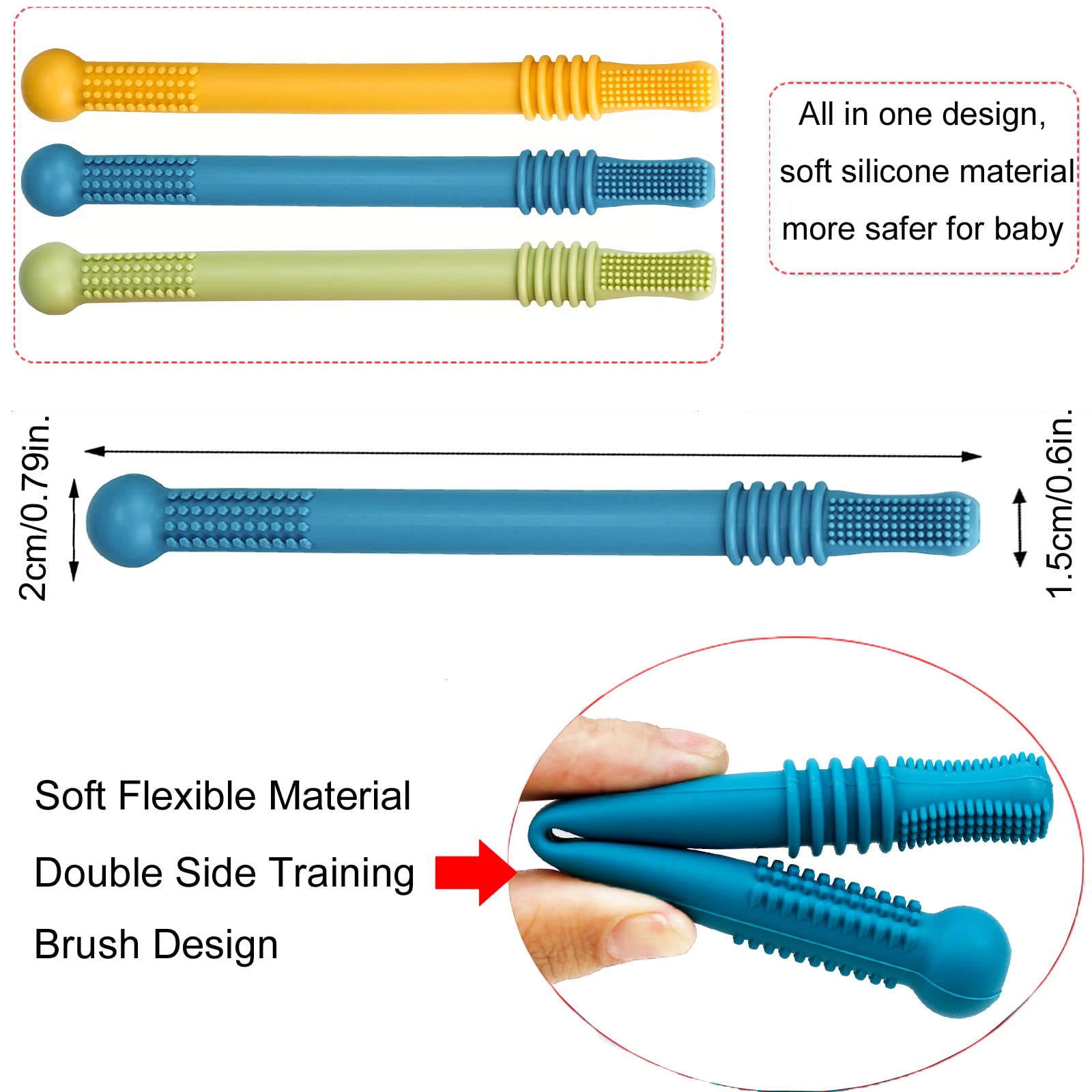 Baby Teething Toys Sensory Toys for Autistic ADHD, SPD, Oral Motor Children, Teething Straws Sticks, Baby Boy Girl Gitfs Package for 3 6 12 36 Months Baby Teether