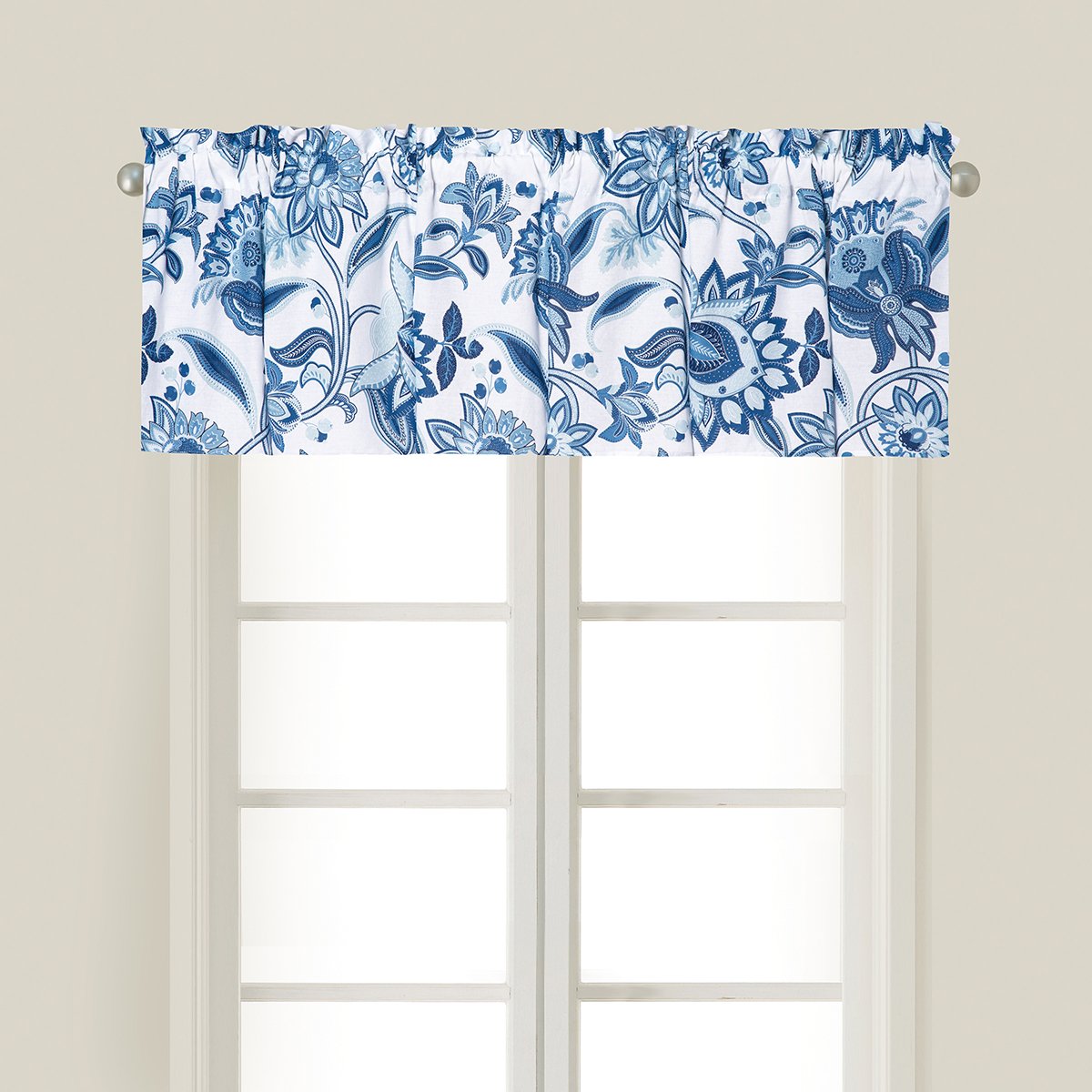 C&F Home Julianna Blue Floral Botanical Garden Spring Summer Cotton Bedroom Guestroom Premium Window Valance Valance Blue