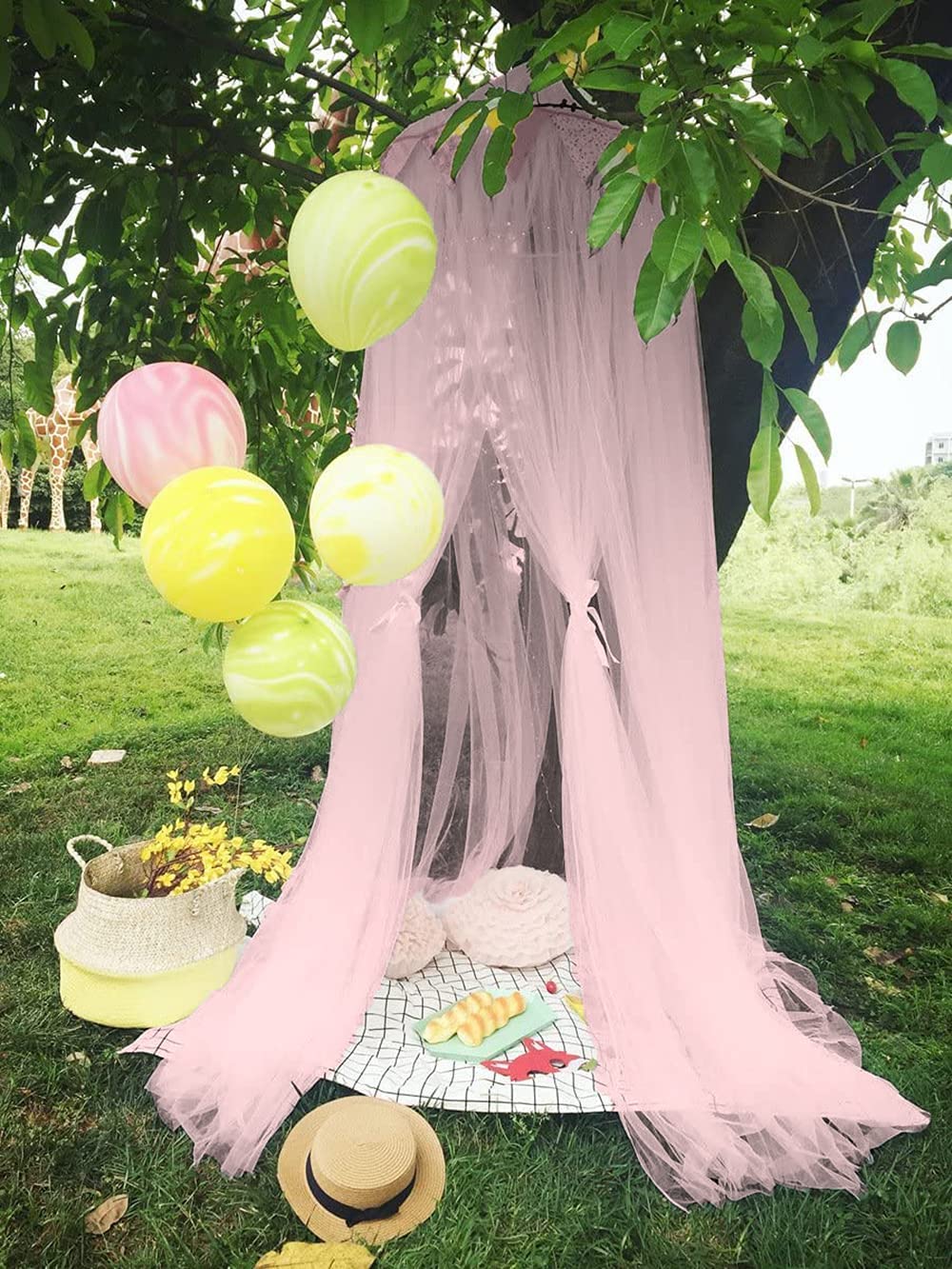 ESUPPORT Dome Princess Bed Canopy Round Lace Mosquito Net Play Tent Hanging House Decoration Lace Netting Curtains for Indoor Outdoor