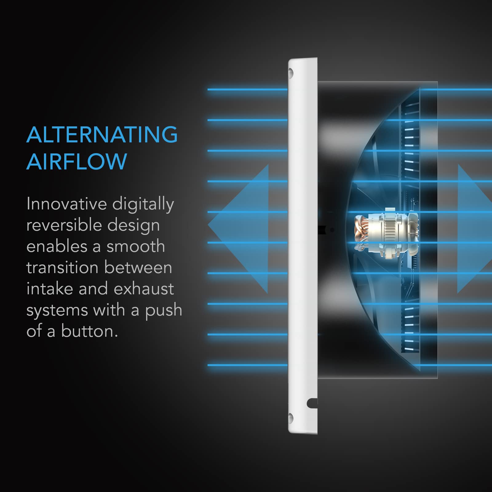 AC Infinity Room to Room Fan 8”, Two-Way Airflow Through-the-Wall Fan with Temperature Controller, Precise 10-Speed Quiet In-Wall Vent Fan for Kitchen, Laundry Room, and Workshops