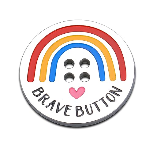 Back To School Gifts Rainbow Brave Gifts for Kids Son Daughter Students Children Worry Anxiety Gifts, First Day of School Gifts Rainbow Brave Button Positive Affirmation Inspirational Pocket Hug Token