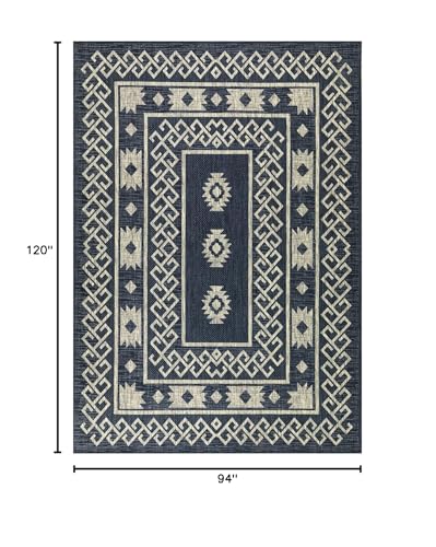 Antep Rugs Patio 8x10 Outdoor/Indoor Southwest Aztec Native Area Rug (Blue, 7'10" x 10')