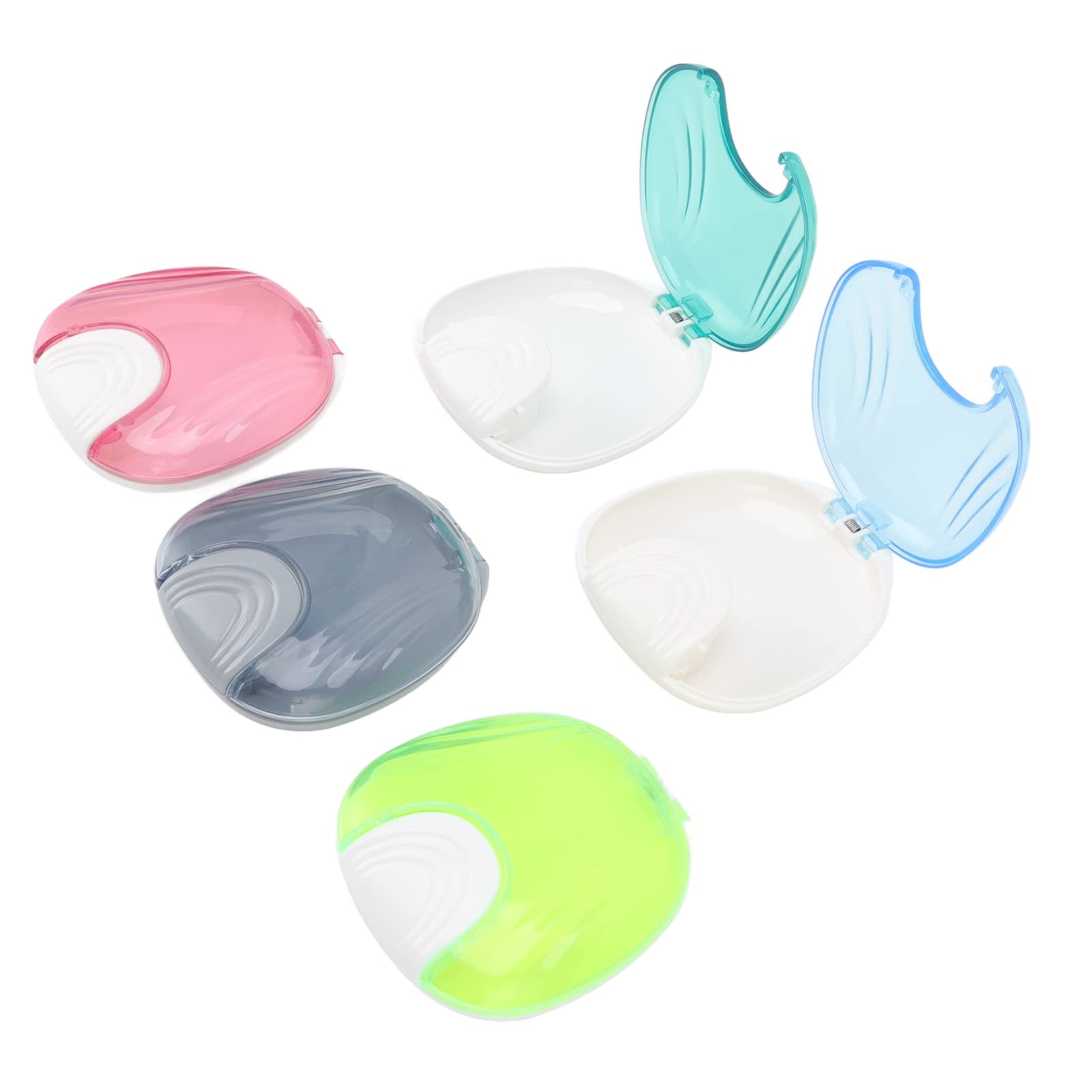 5pcs Slim Retainer Case, Portable Travel Denture Case Storage Container with Tight Snap Lock for Aligners Orthodontic Mouth Guard