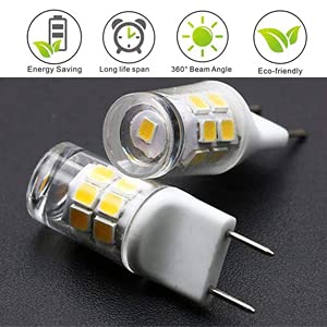 Adzok LED G8 Light Bulb, G8 GY8.6 Bi-pin Base LED, Not Dimmable T4 G8 Base Bi-pin Xenon JCD Type LED 120V 35W Halogen Replacement Bulb for Under Counter Kitchen Lighting (5-Pack) (Warm White 3000k)