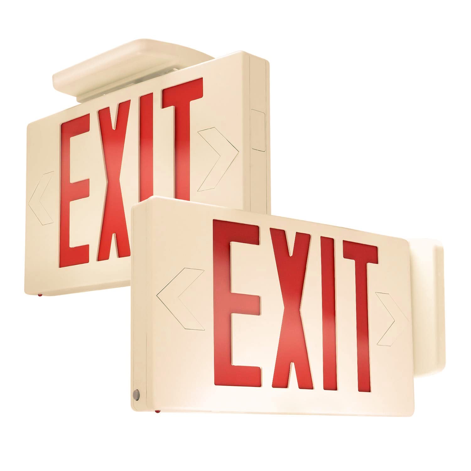 eTopLighting [2 Pack] LED Exit Sign Emergency Light, Wall or Ceiling Mount LED Exit Lighting, Battery Backup, Red Lettering, AGG2498