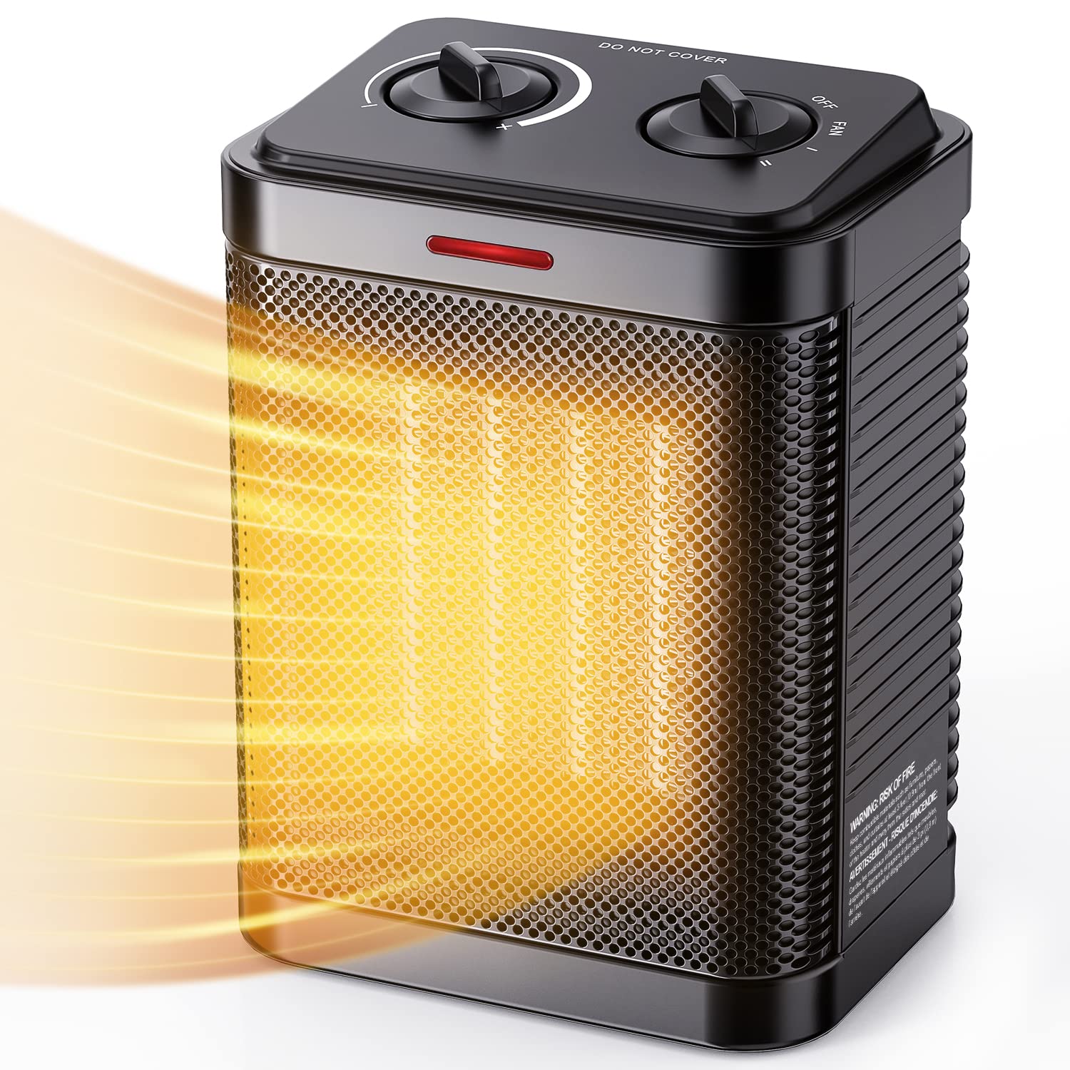 Faryuan Space Heater, Portable Electric Ceramic Heater, Small Space Heater with Thermostat, 2S Fast Heating, Overheating & Tip-Over Protection, 1500W Heater for Indoor Use, Office, Home
