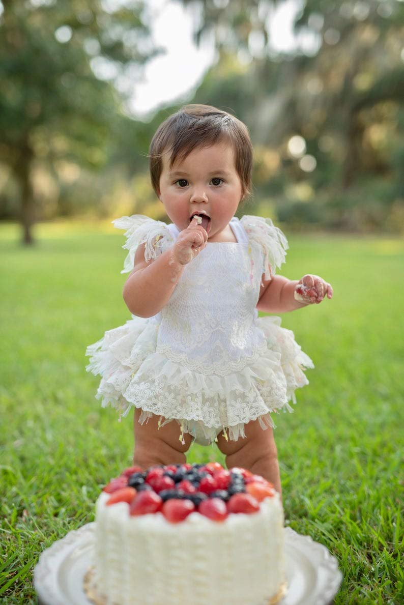 Yonune Newborn Infant Baby Girl Romper Bodysuit Jumpsuit Outfits Lace Romper Ruffle Sleeveless Backless Tutu Dress Clothes