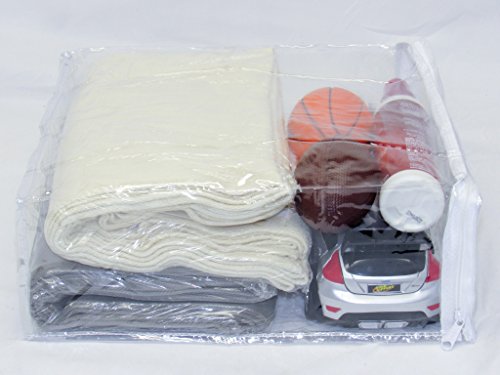Oreh Homewares Heavy Duty Vinyl Zippered (Clear) Storage Bags (9" x 11" x 4") for Dresses, Shirts, Pants, Fabrics (1.7 Gallon) 5-Pack