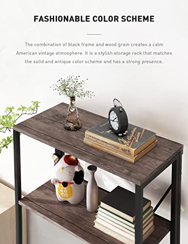 Bookshelf,3-Tier Folding Bookcase,Industrial Book Shelf,Rustic Wood Storage Shelves,Tall Bookshelf,Shelves For Bedroom,Office,Kitchen,Living Room,Study Room,No Assembly Folding Bookshelf,Black