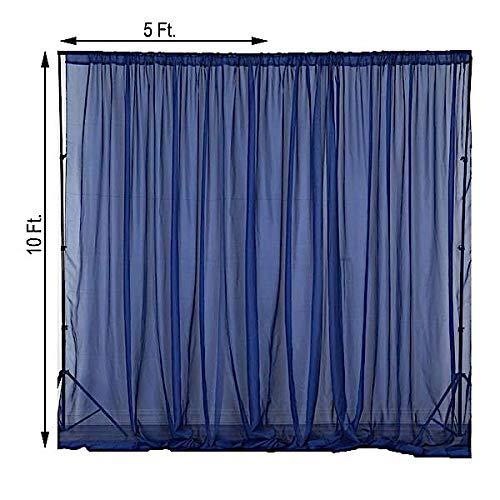 BalsaCircle 10 feet x 10 feet Navy Blue Sheer Voile Backdrop Drapes Curtains 2 Panels 5x10 ft - Wedding Ceremony Home Decorations