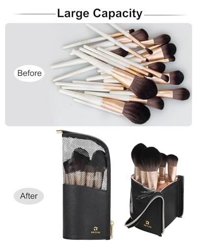 MONSTINA Makeup Brush Organizer Bag,High Capacity Portable Stand-Up Makeup Brush Holder,Professional Artist Makeup Brush Sets Case Waterproof Dust-proof Makeup Brush Cup