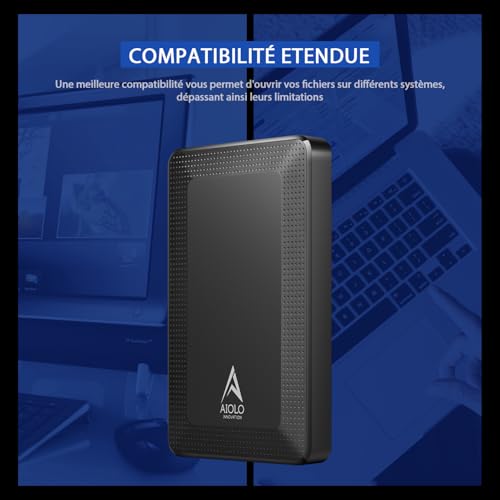 Aiolo Innovation 2T Ultra Slim Portable External Hard Drive HDD-USB 3.0 for PC, Mac, Laptop, PS4, Xbox one,Xbox 360-Super Fast Transmission