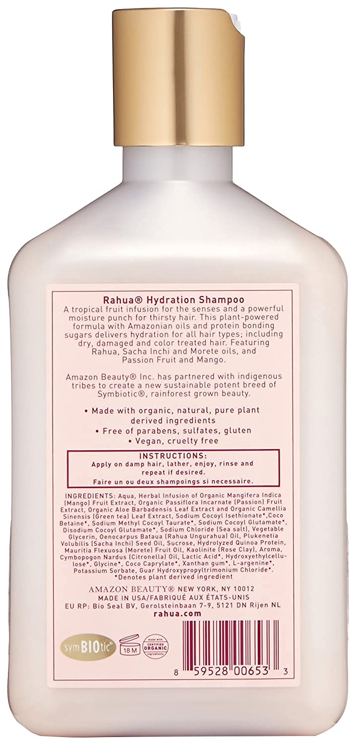 Rahua Hydration Shampoo, 9.3 Fl Oz, Organic Hydrating Moisturizing Sulfate Free Shampoo for Dry Hair, Natural, Plant Based Derived Ingredients, Mango & Passion Fruit, Hair Care for Frizz & Scalp Care