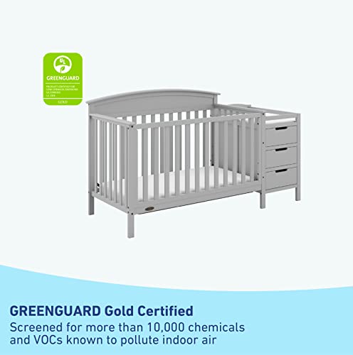 Graco Benton 5-in-1 Convertible Crib and Changer (Pebble Gray) β Crib and Changing Table Combo, Includes Water-Resistant Changing Pad, 3 Drawers, Converts to Toddler Bed, Daybed and Full-Size Bed