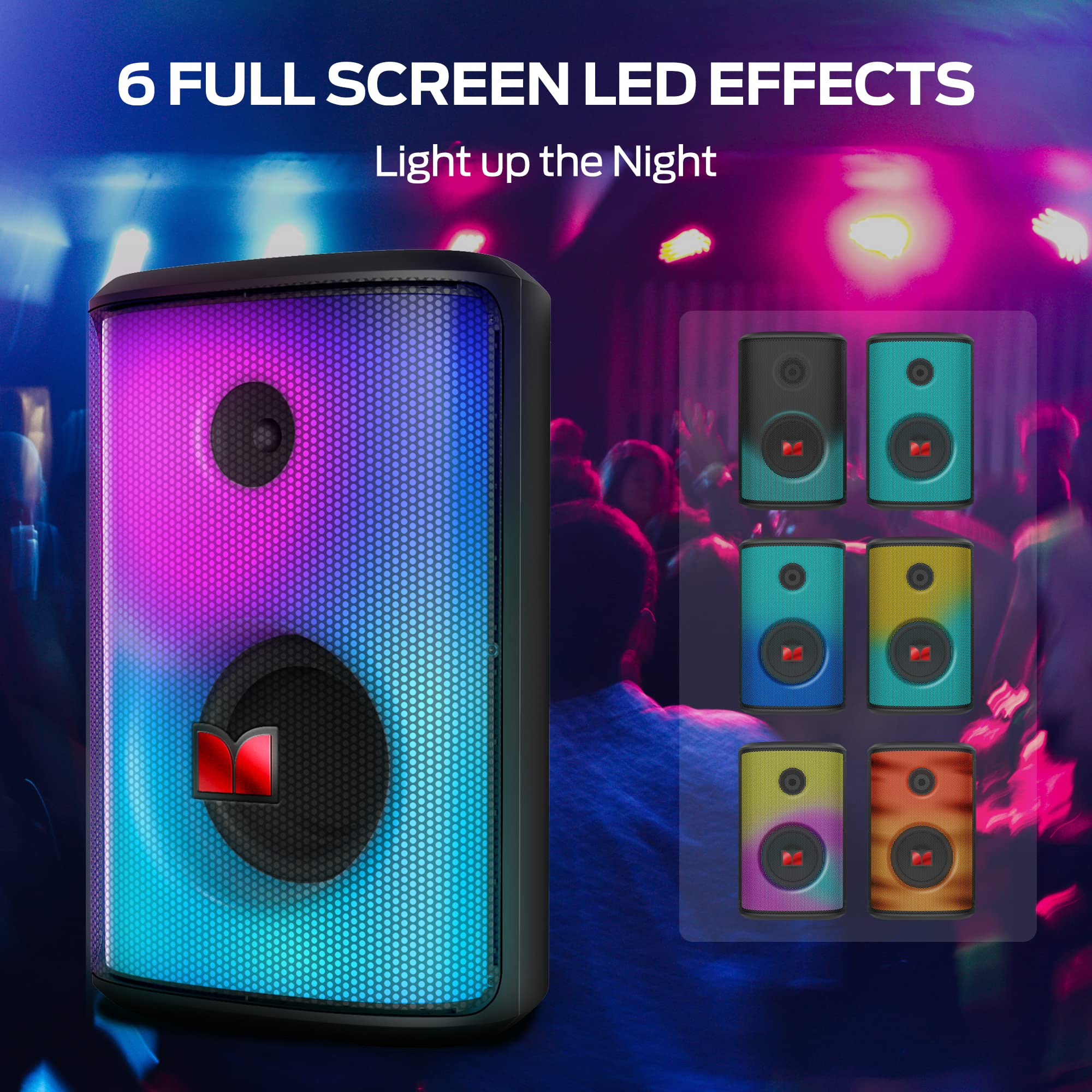 80W Monster Sparkle Bluetooth Speaker with Colorful Lights, 24H Playtime, Waterproof - For Home, Outdoor Parties