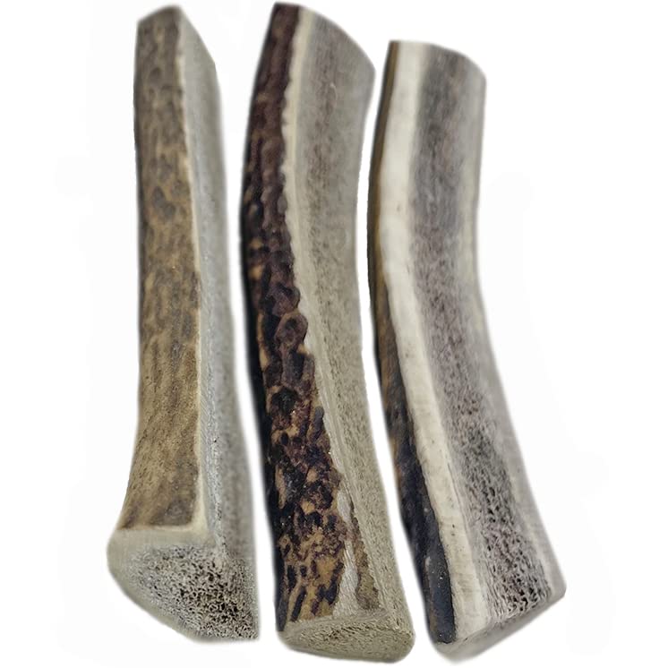 WhiteTail Naturals| USA Prime Split-Cut Elk Antlers for Dogs | 3 Pack Small | All Natural Dog Chews | Naturally Shed, Cruelty-Free- Half Antler Horn Chew Toy