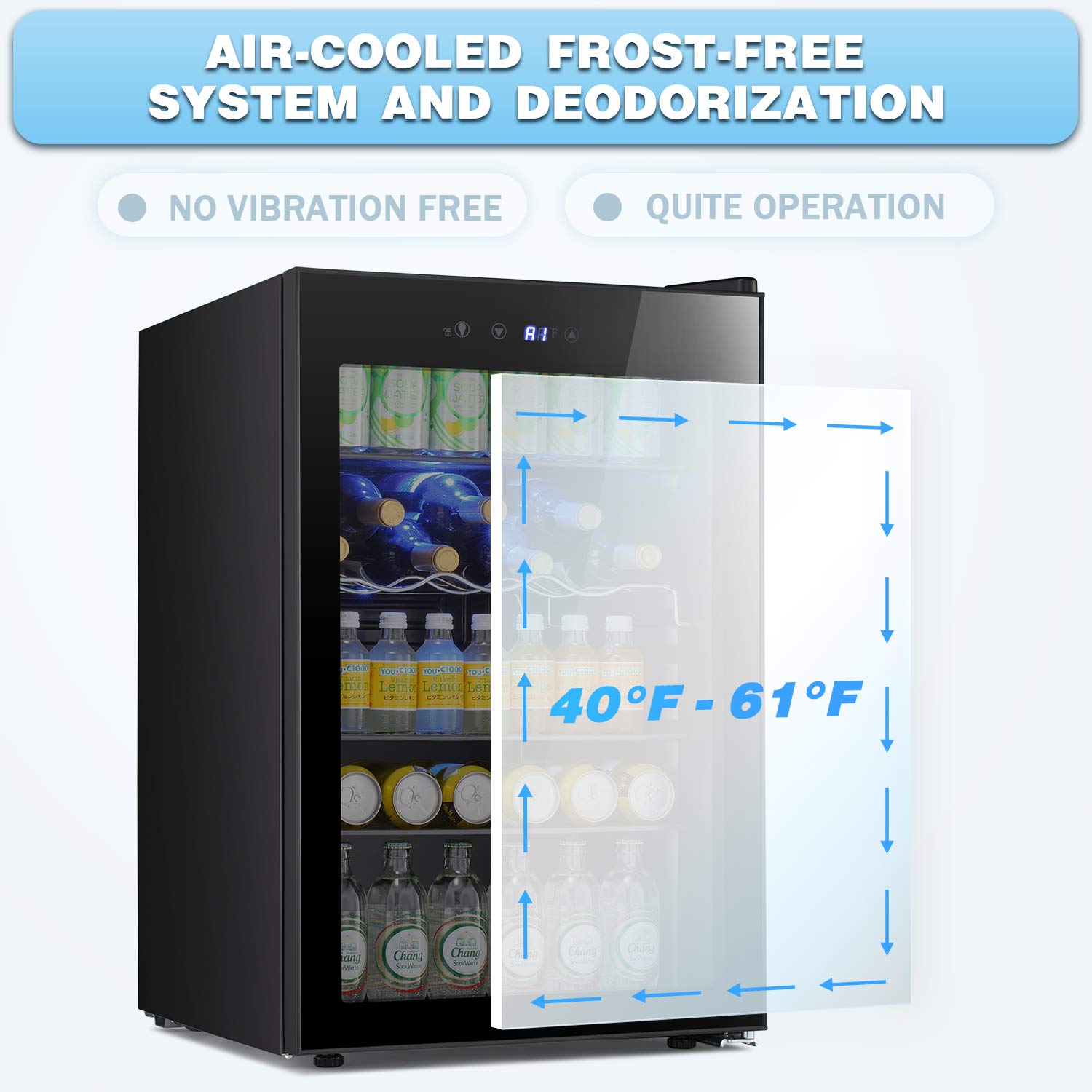 Antarctic Star Beverage Refigerator -120 Can Mini Fridge for Soda Beer or wine,Small Drink Dispenser, For Office or Bar with Adjustable Removable Shelves,4.5 Cu. Ft. (Black)…