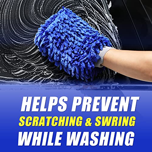 Conliwell 41" Microfiber Car Wash Brush with Long Handle Car Washing Mop Kit Mitt Sponge Car Cleaning Supplies Kit Duster RV Washing Car Brush Accessories, 1 Chenille Scratch-Free Replacement Head…