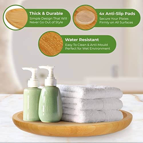 Bathroom Vanity Tray, Bamboo Vanity Tray, Waterproof and Sturdy Round Vanity Trays for Bathroom, Multifunctional Decorative Trays, Versatile to Use in The Kitchen, Bedroom, or Living Room