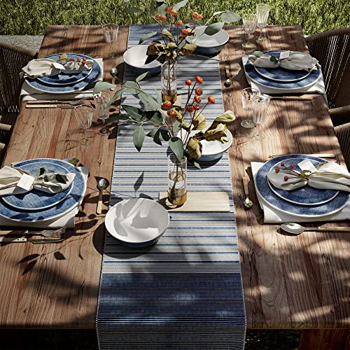 Barnyard Designs 12-piece Melamine Dinnerware Set, Durable Chip-Resistant Dishware for Indoor/Outdoor Use, Farmhouse Dishes, Service for 4, Denim Blue, (Dinner Plate: 11β, Salad Plate: 8.5β, Bowl: 7β)