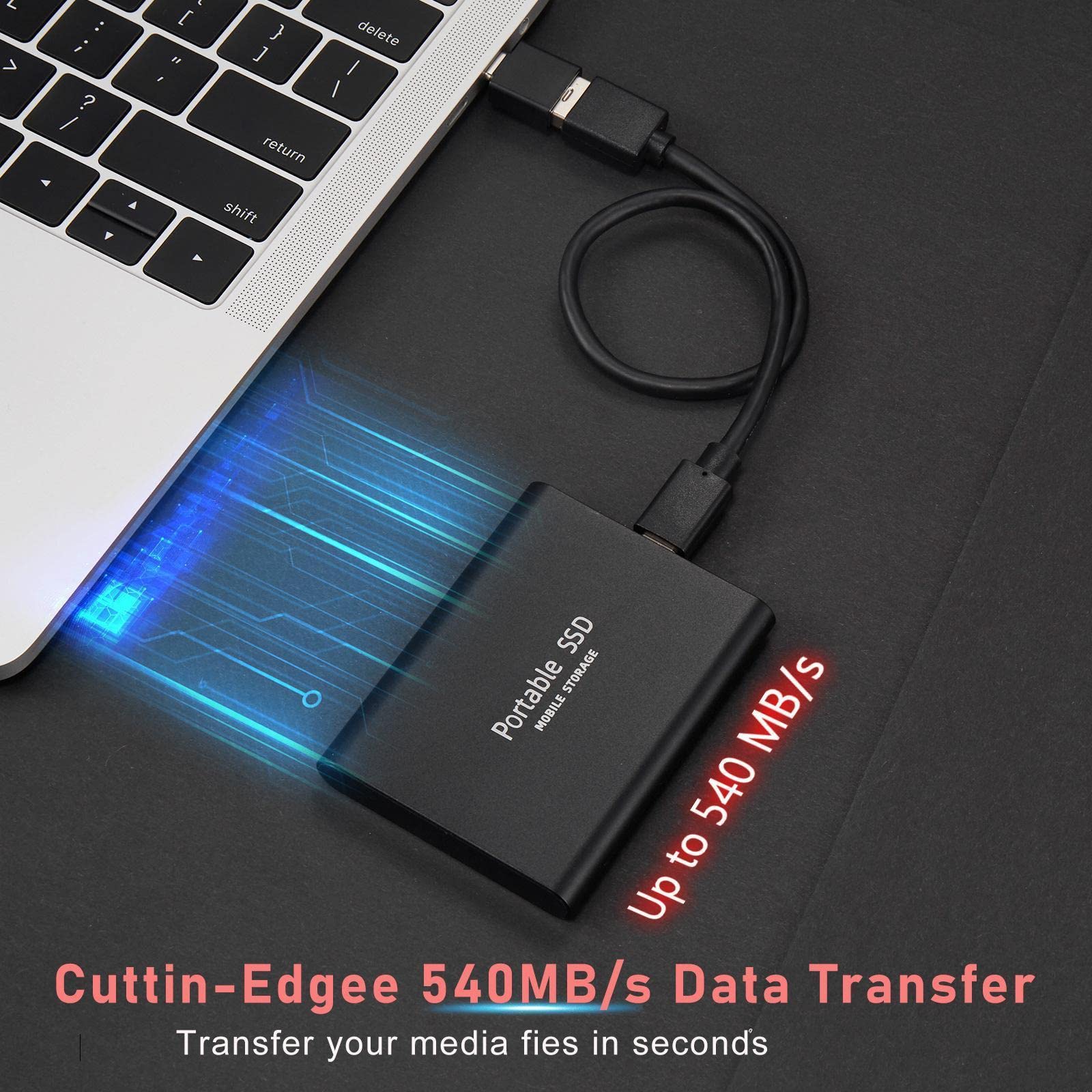 AOOF Mini Ssd Mobile Ssd, External Hard Drive Usb3.1 Type C, Portable 500gb 1tb 2tb 4tb 6tb 8tb Expansion Hard Drive, Compatible with Desktop, Laptop, Mac, Ps4 Etc. 2TB Gules