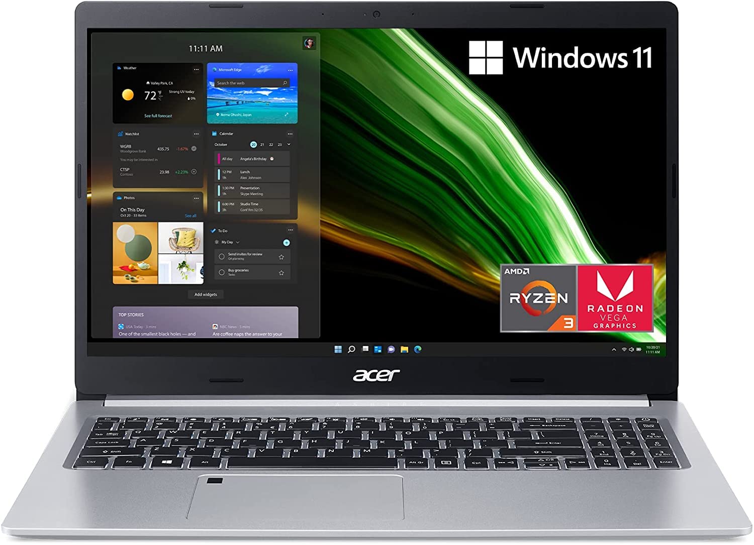acer Aspire 5 A515 Laptop 2022 New, 15.6" FHD IPS, AMD Ryzen 3 3350U 4-Core, AMD Radeon Graphics, 8GB DDR4, 512GB SSD, Backlit Keyboard, Fingerprint Reader, Wi-Fi 6, Win10 Pro, COU 32GB USB