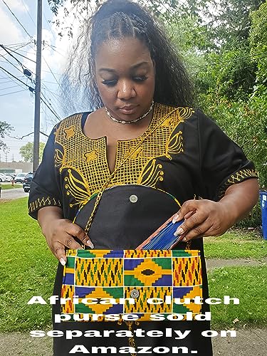 Blue African Fabric Folding Fan: Church, Ankara, Leather, Wedding, Sports, and Pouch Included!
