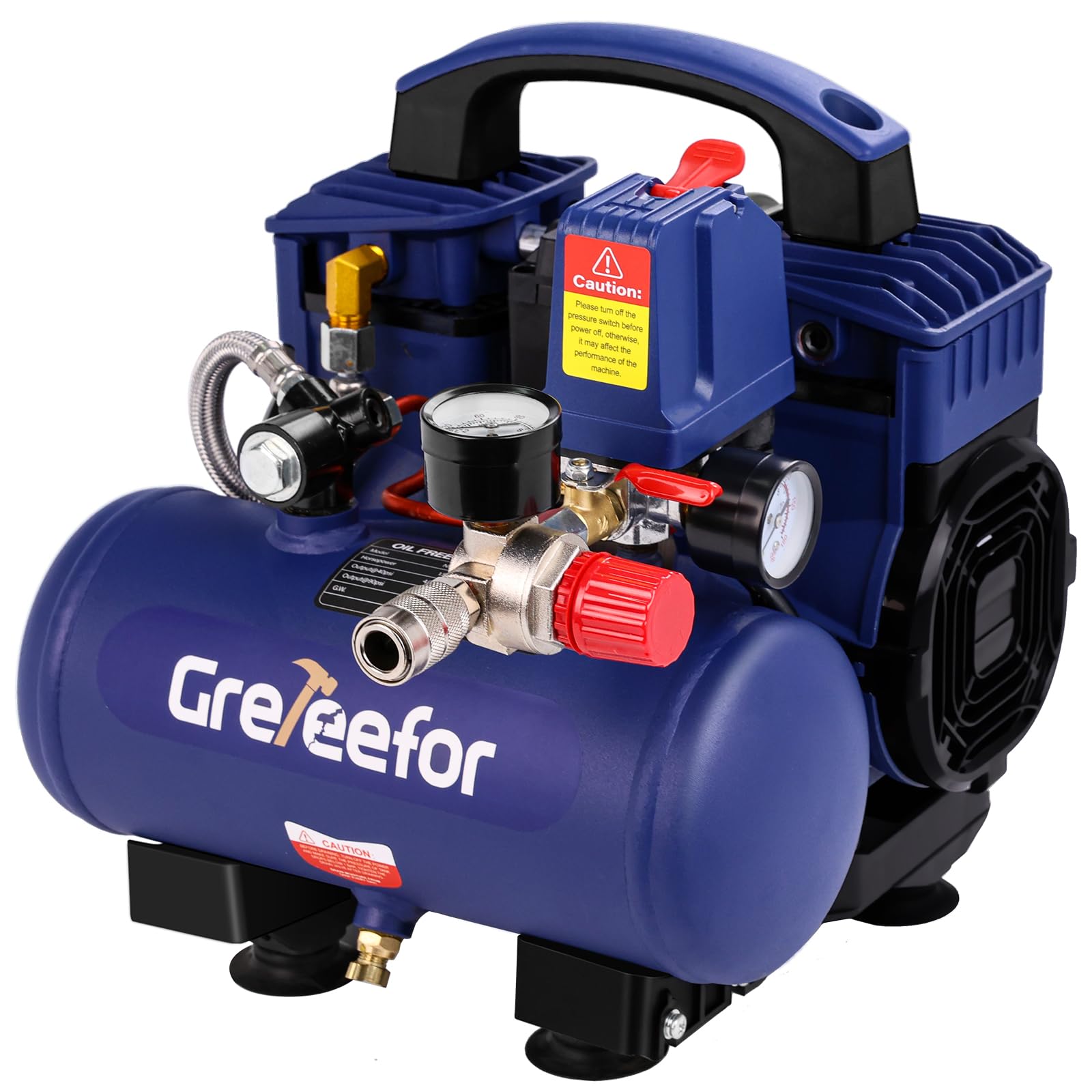 Air Compressor Portable, Ultra Quiet 60 dB, 13-Second Quick Fill, 1 Gallon Compact, Oil-Free for Tire Inflation, Nail Gun, Pneumatic Tools, Cleaning in Home or Shop Projects, 1.5HP