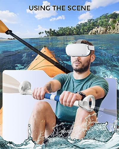 Amavasion 2 in 1 Long Arms & Handle Attachments Compatible with Meta/Oculus Quest 2 Hand Controllers,Extension Grips Compatible with Gorilla Tag/Beat Saber/Golf/More VR Games-Blue/Blue