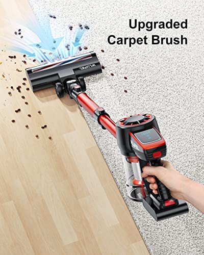 Cordless Vacuum Cleaner, WLUPLE Stick Vacuum Cleaner with 30KPA Powerful Suction, 400W Lightweight Handheld Vacuum with LED Display for Hardwood Floor Carpet Pet Car Cleaning (Hero 8)