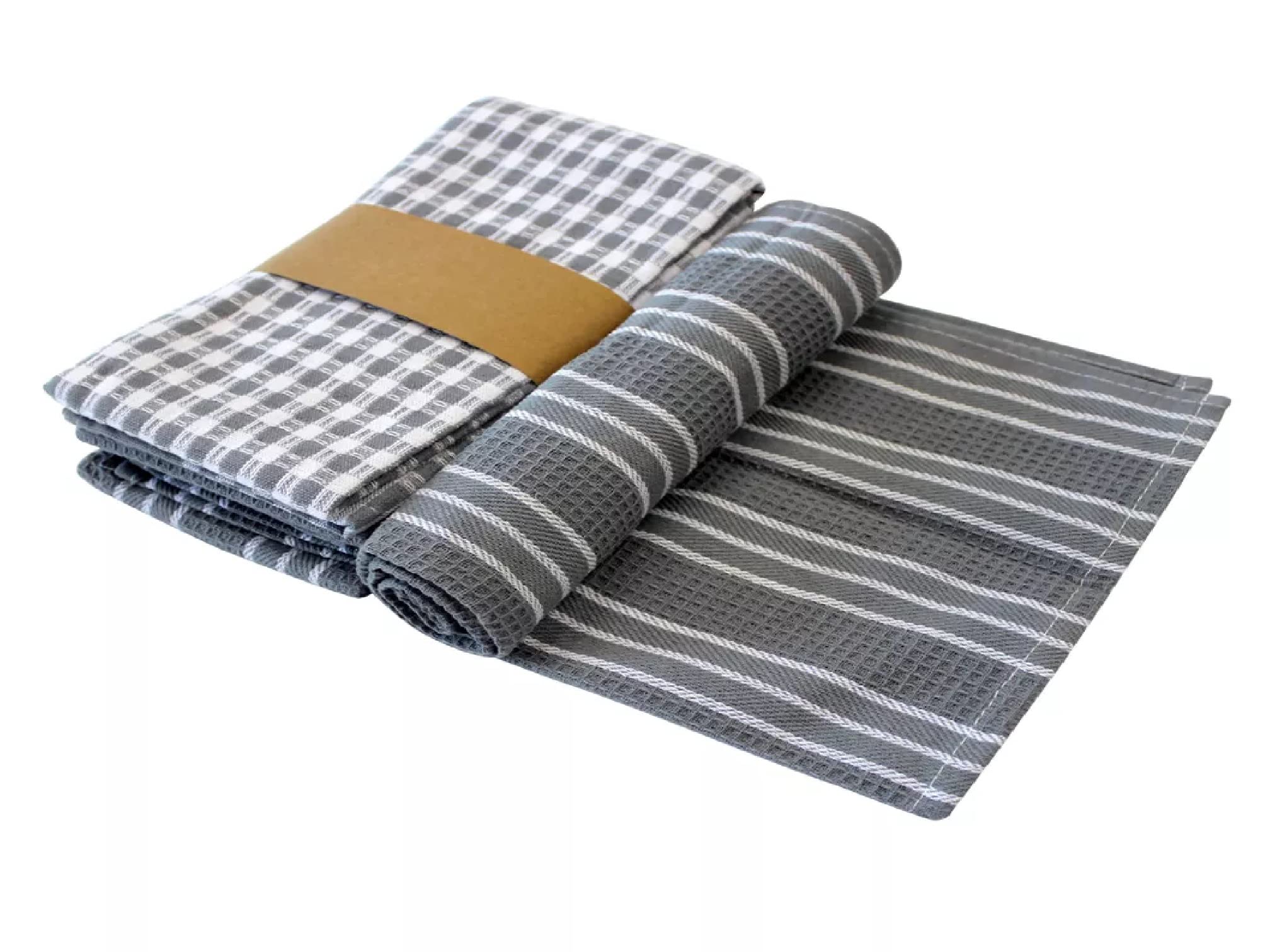 Akma's textile 100% Natural Cotton Kitchen Towels (17”x 28”, 3 Pack), Set of 3 Waffle Weave Tea Towels, Highly Absorbent Cloth Dish Napkins, Quick Drying Dish Towels, Classic Cloth Napkins, Dark Gray
