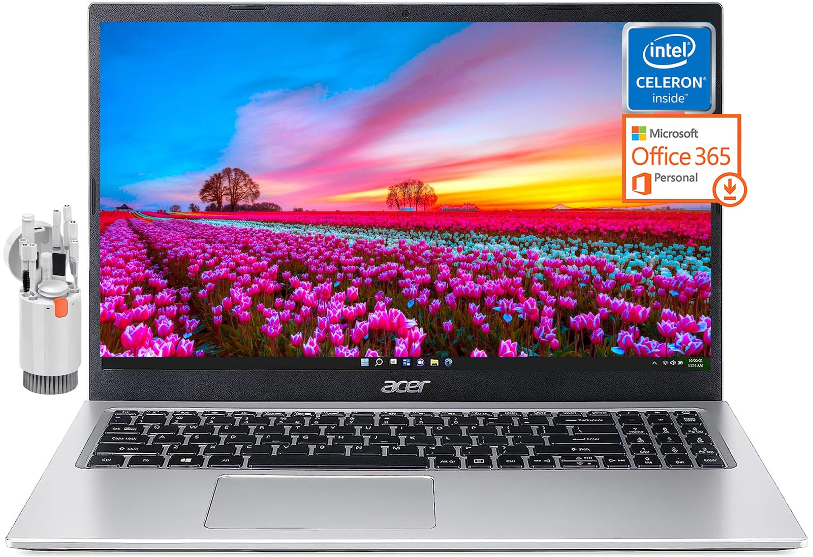 Acer 2023 Newest Aspire 1 Slim Laptop, 15.6" FHD Laptop, Intel Celeron Dual-core Processor, 16GB RAM, 128GB eMMC, 1-Year Microsoft 365 Personal Subscription,Student, Win 11 Home S, Bundle with JAWFOAL