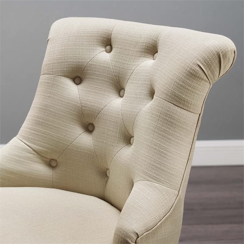 Linon Sinclair Wood Upholstered Adjustable Office Chair in Beige
