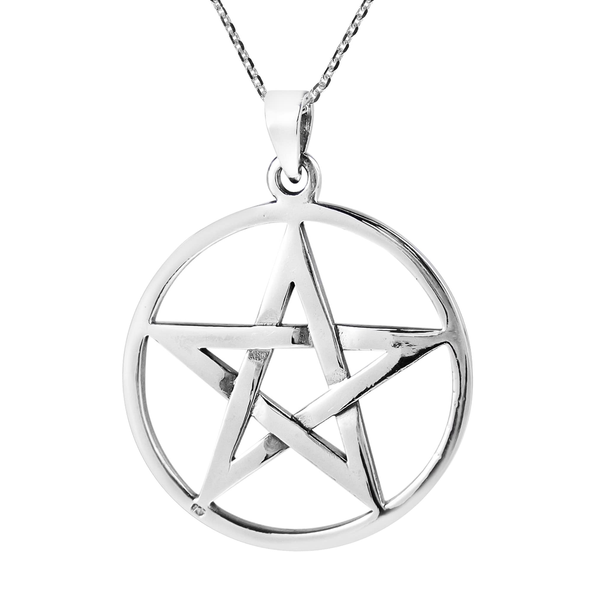 AeraVida Unisex Ancient Cool Mystical Star Pentagram Casual Accessory .925 Sterling Silver Pendant Necklace