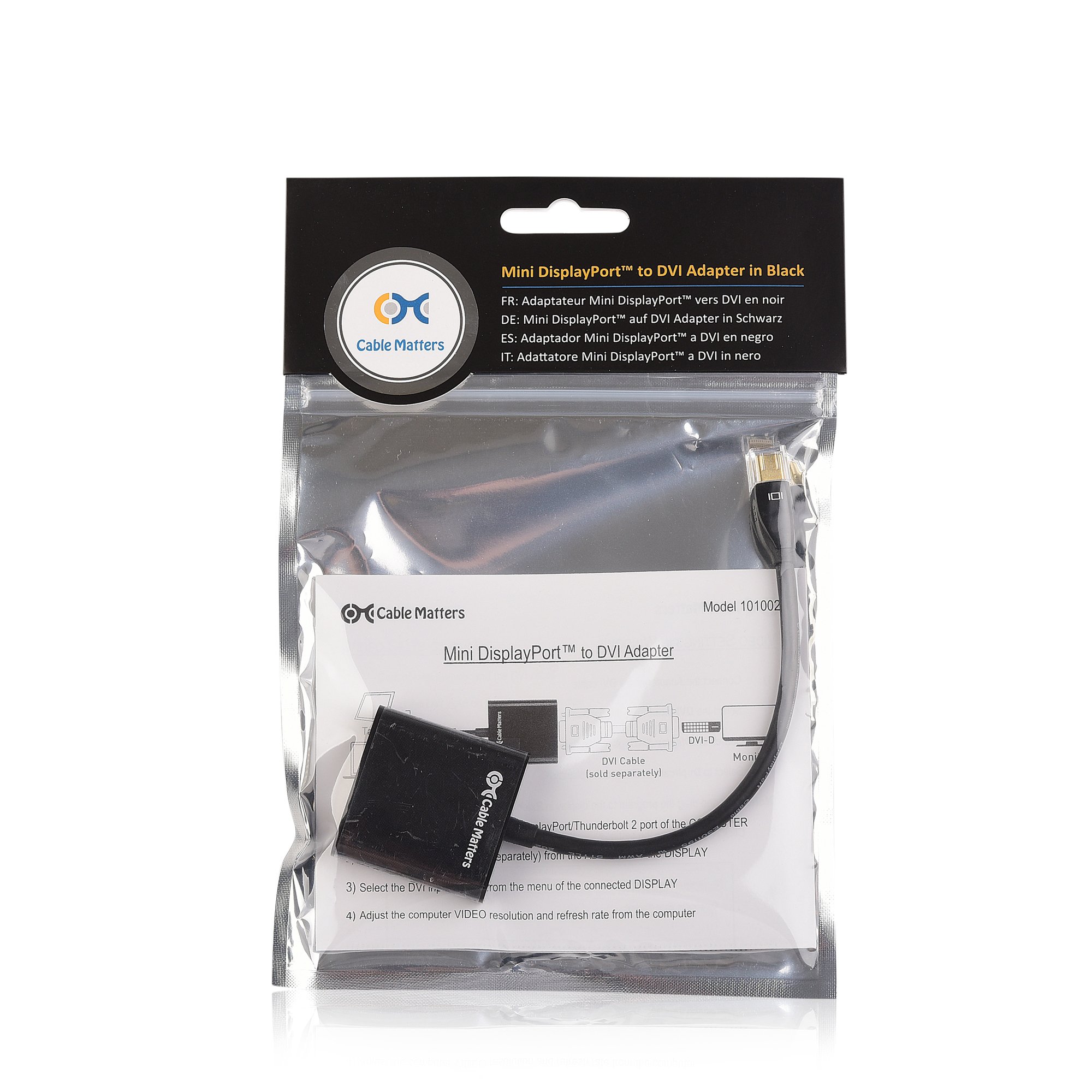 Cable Matters Mini DisplayPort to DVI Adapter (Mini DP to DVI) in Black - Thunderbolt and Thunderbolt 2 Port Compatible