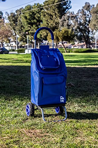 dbest products Trolley Dolly, Blue Foldable Shopping cart for Groceries with Wheels and Removable Bag and Rolling Personal Handtruck, Standard