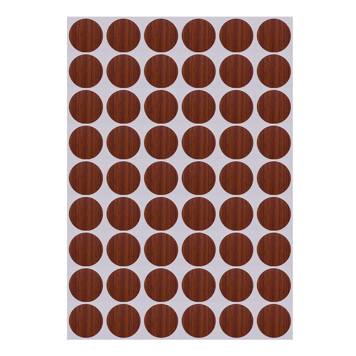 54 PCS in 1 Sheet Self-Adhesive Screw Hole Stickers Plastic Screw Covers Caps Plastic Screw Free Sticker Wood Textured Cover 21mm/0.82" Dia for Wooden Furniture Cherry Wood