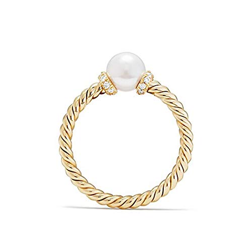 888 Easy Shop Gorgeous Wedding Ring for Women 18k Yellow Gold White Pearl (8)