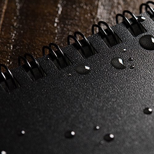 Rite In The Rain Weatherproof Side Spiral Notebook, 4.625" x 7", Black Cover, Universal Pattern, 3 Pack (No. 773L3)