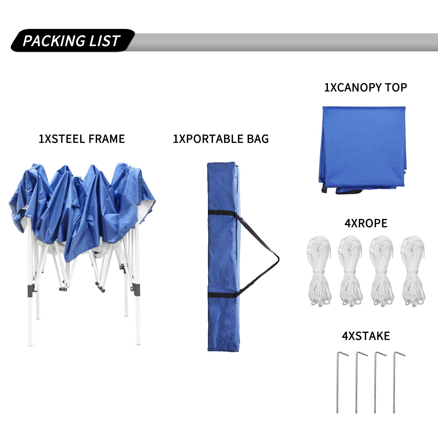 8x8ft Pop up Canopy Tent Outdoor Instant Folding Easy up Canopy for Beach Camping Party,Wedding with Carry Bag, Ground Nail,Blue