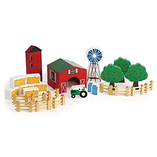 Excellerations Farm Block Play Set, 25 Pieces, Gift, Role-Play, Preschool Educational Toy, Ages 3 Years and Up (Item # Farmer)